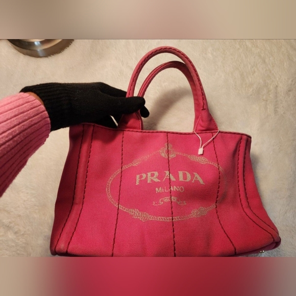 Prada | Bags | Authentic Prada Canapa Canvas Tote Bag Pink | Poshmark